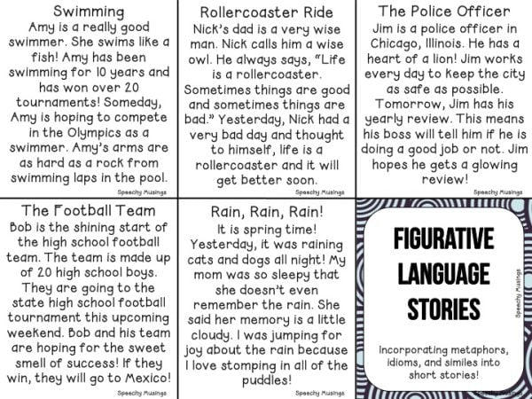 Short Stories for Metaphors, Idioms, & Similes | Speechy Musings