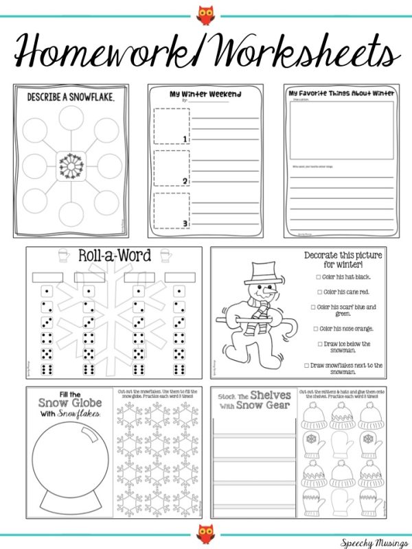 Winter Themed Speech and Language Packet.