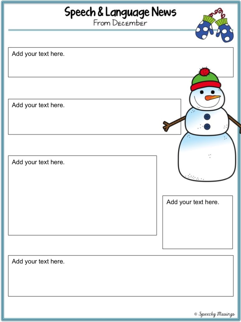 Editable Monthly Newsletter Template for Preschool | Speechy Musings