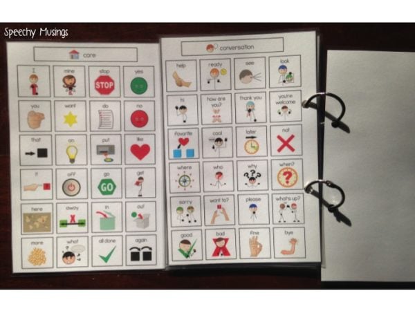 Low-Tech, Core Vocabulary Based, AAC Flip Boards.