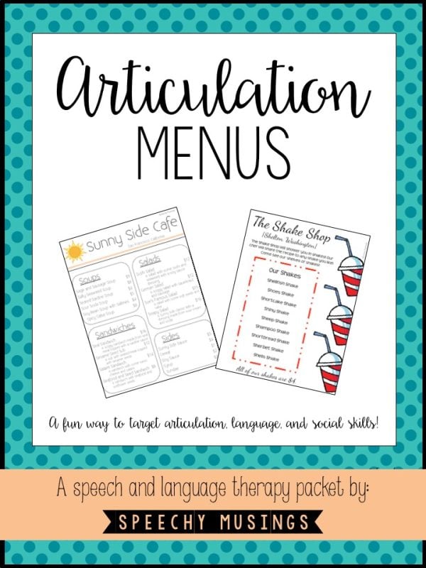 Speech Therapy for R sound: Articulation Menus.
