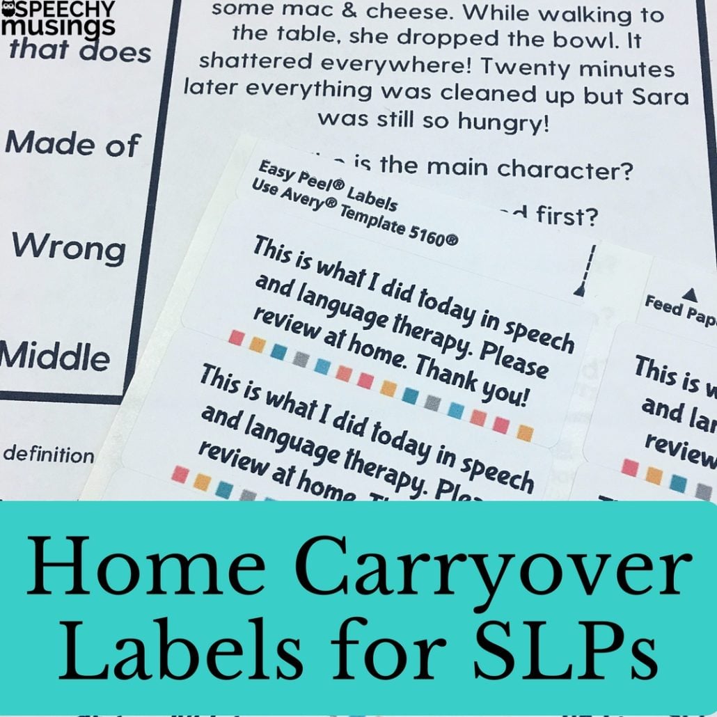 Homework Labels for Speech Therapy Students that are Easy to Use