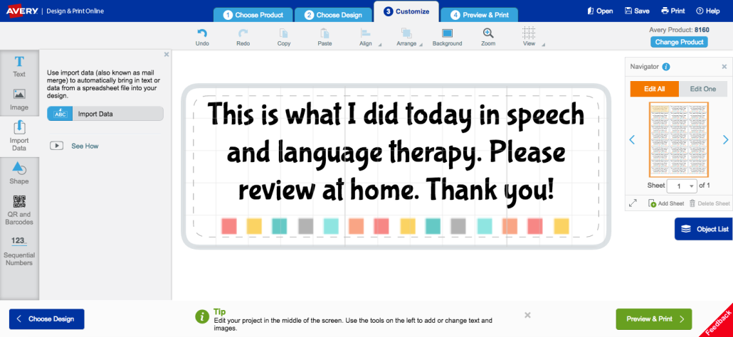 Homework Labels for Speech Therapy Students that are Easy to Use