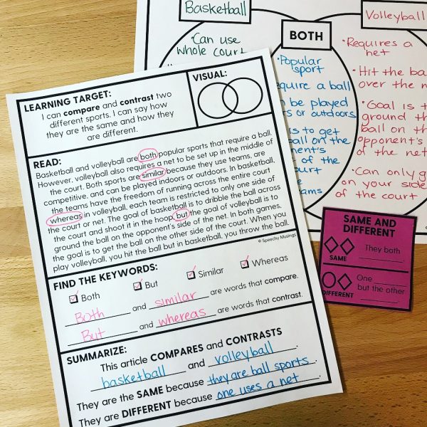 Compare and Contrast Activities for Speech Therapy