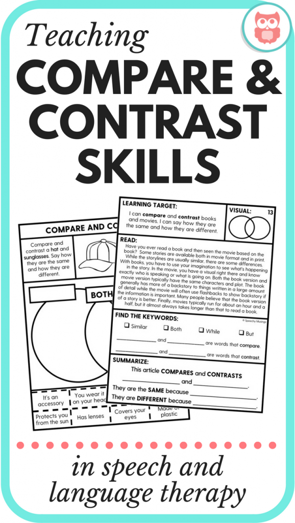 Speech Therapy Compare and Contrast Activities | Speechy Musings