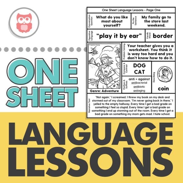 Fall Themed One Sheet Language Lessons | Speechy Musings