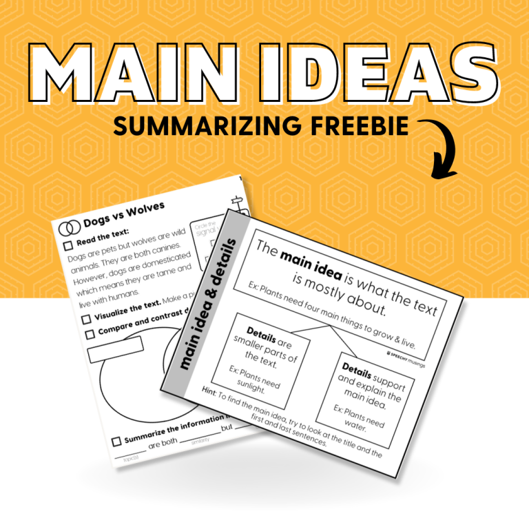 Summarizing (Main Idea + Details) | Speechy Musings