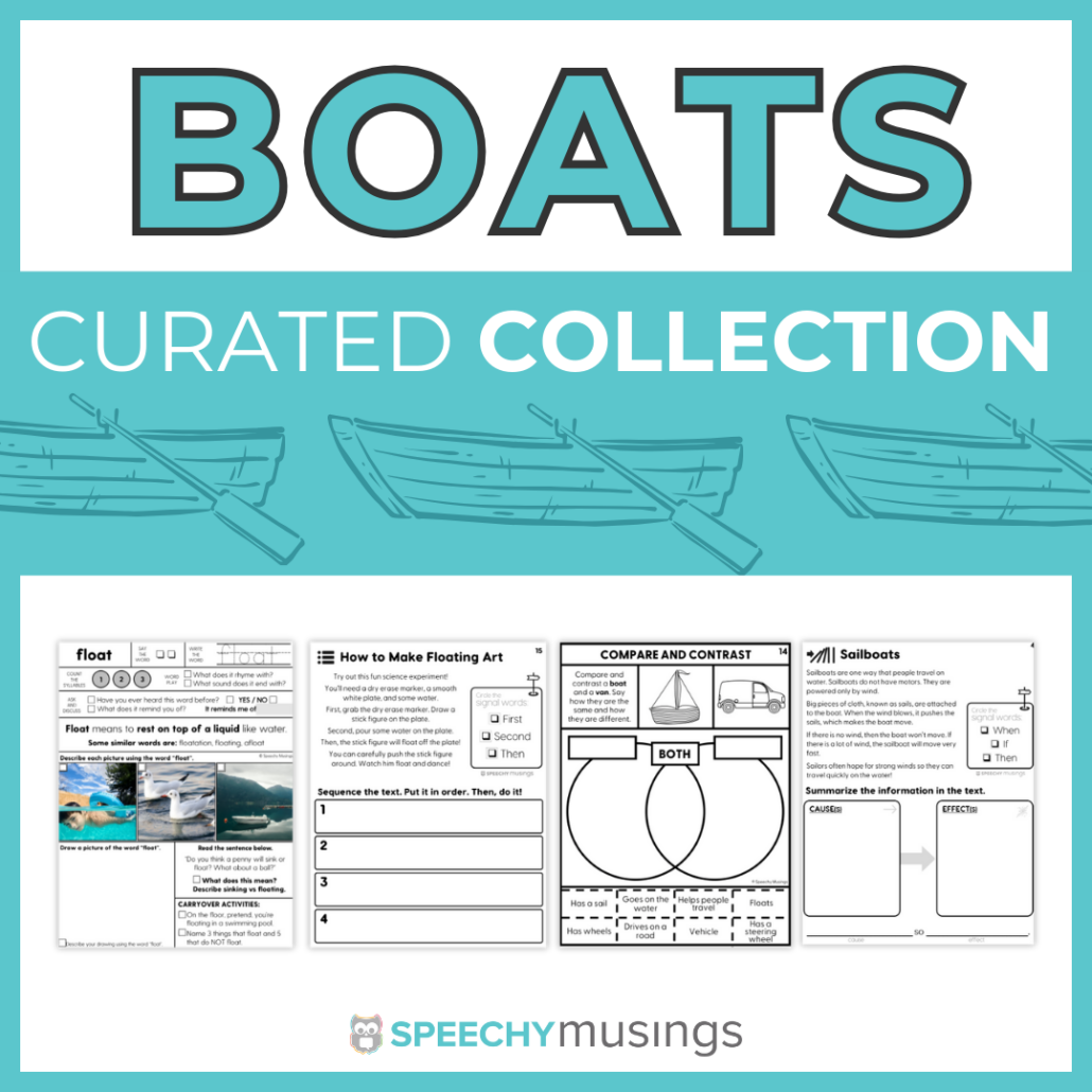 Boats | Themed Language Unit | Speech Language Therapy.