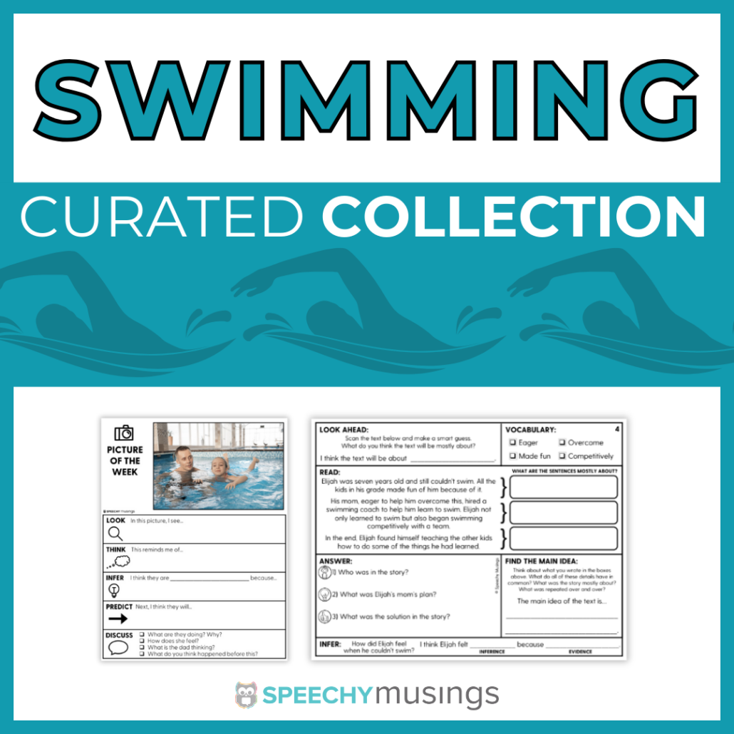 Swimming | Themed Language Unit | Speech Language Therapy.