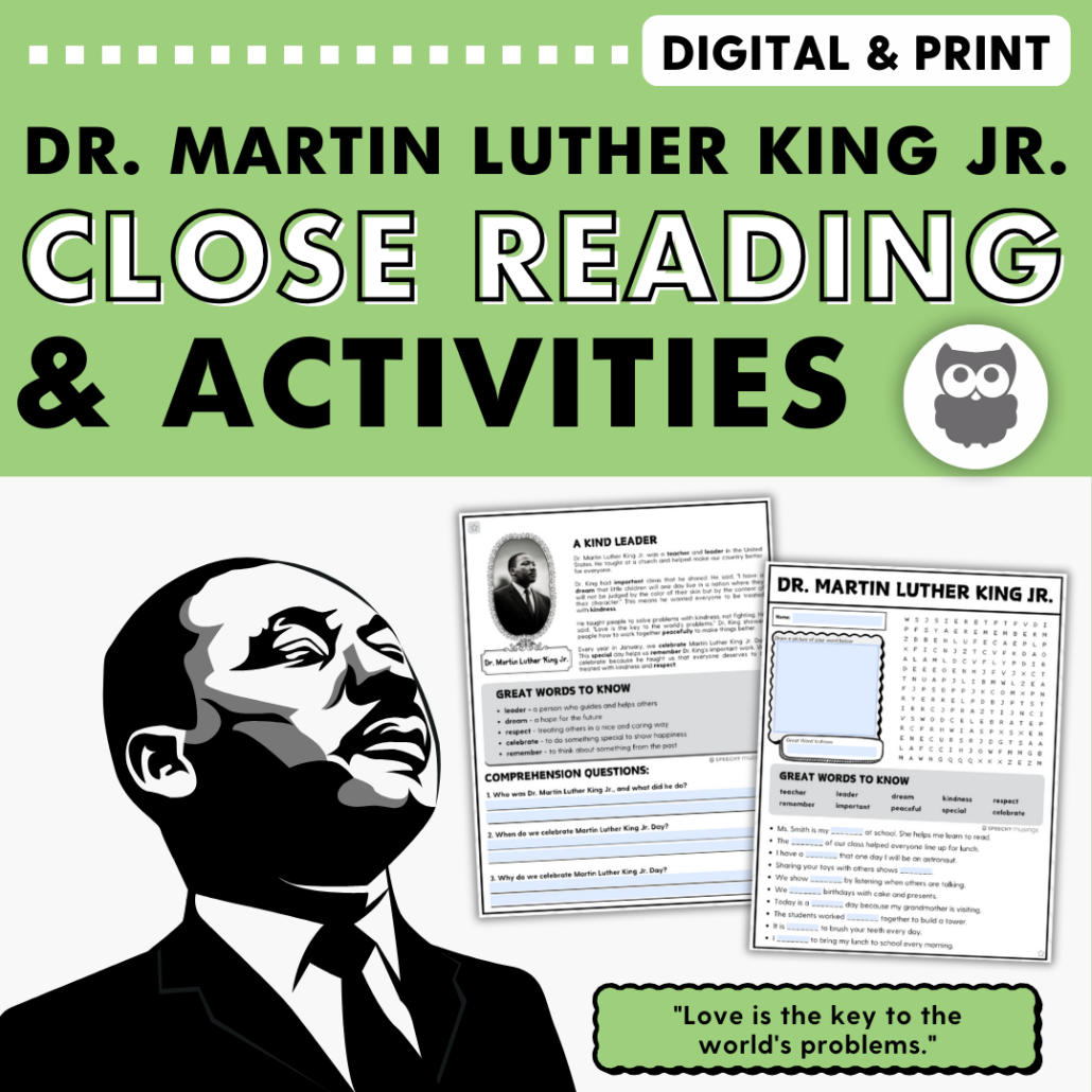 Martin Luther King Jr Reading Comprehension Passage Activities Speech ...