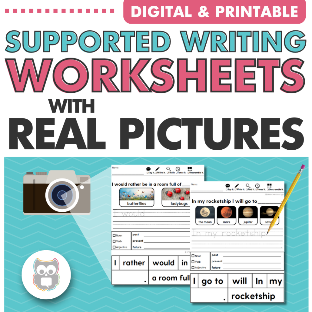 Supported Writing Worksheets with Real Pictures | Speech Language Therapy.